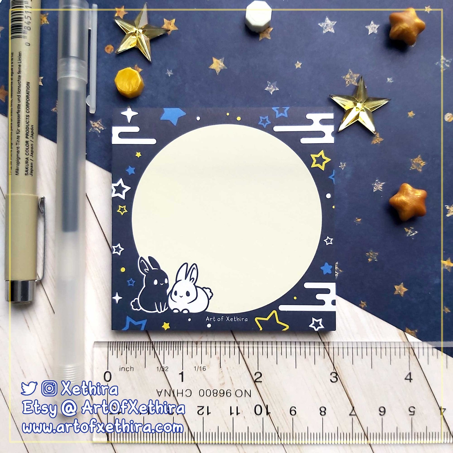 Starry Night 3 Inch Post-it Notes Memo Pad Notepad Rabbit - Etsy