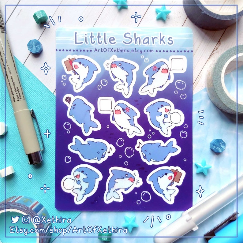 Little Sharks Clear Sticker Sheet Baby Shark Ocean Sea Fish | Etsy