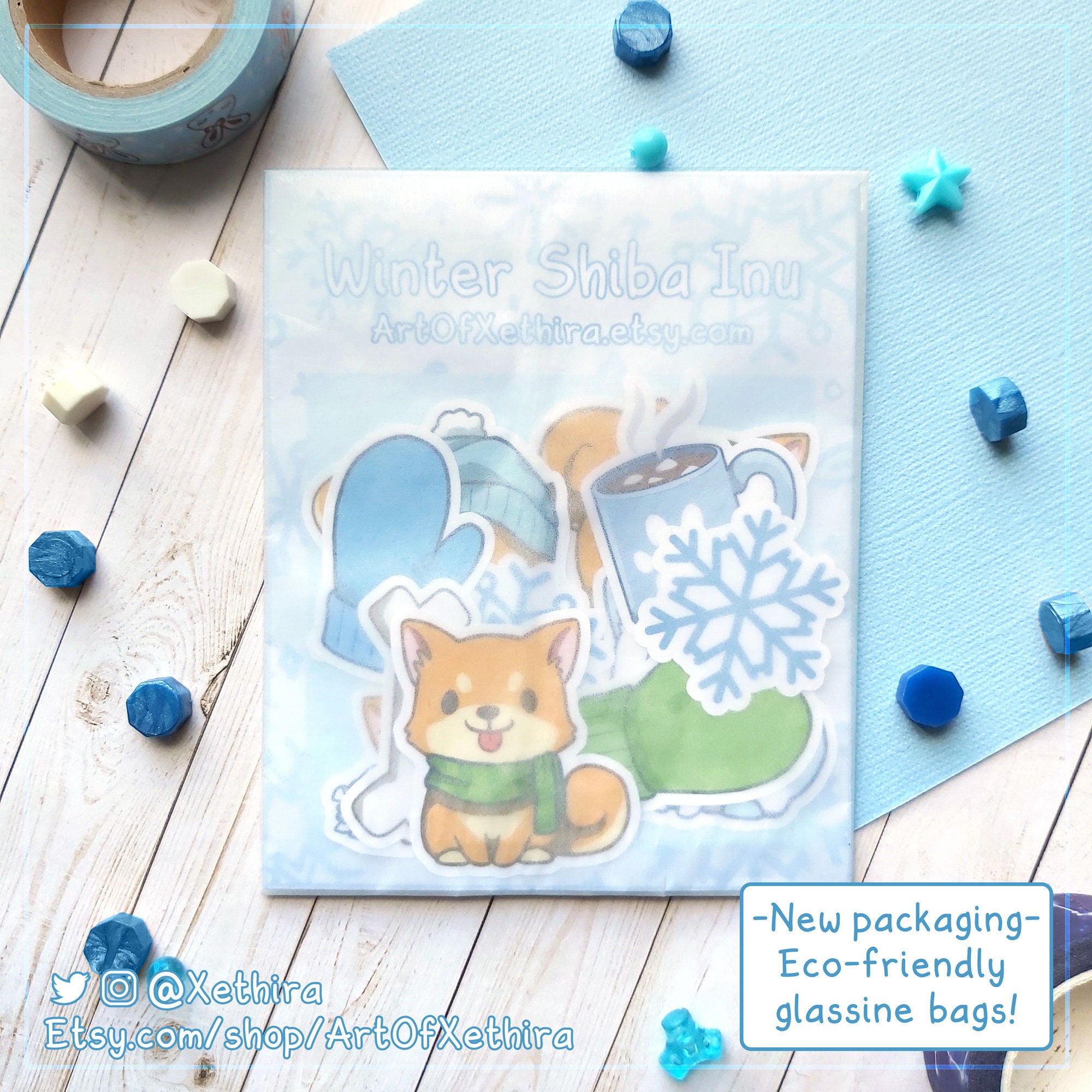 Winter Shiba Inu Sticker Pack Puppy Dog Snow Mittens Hot - Etsy