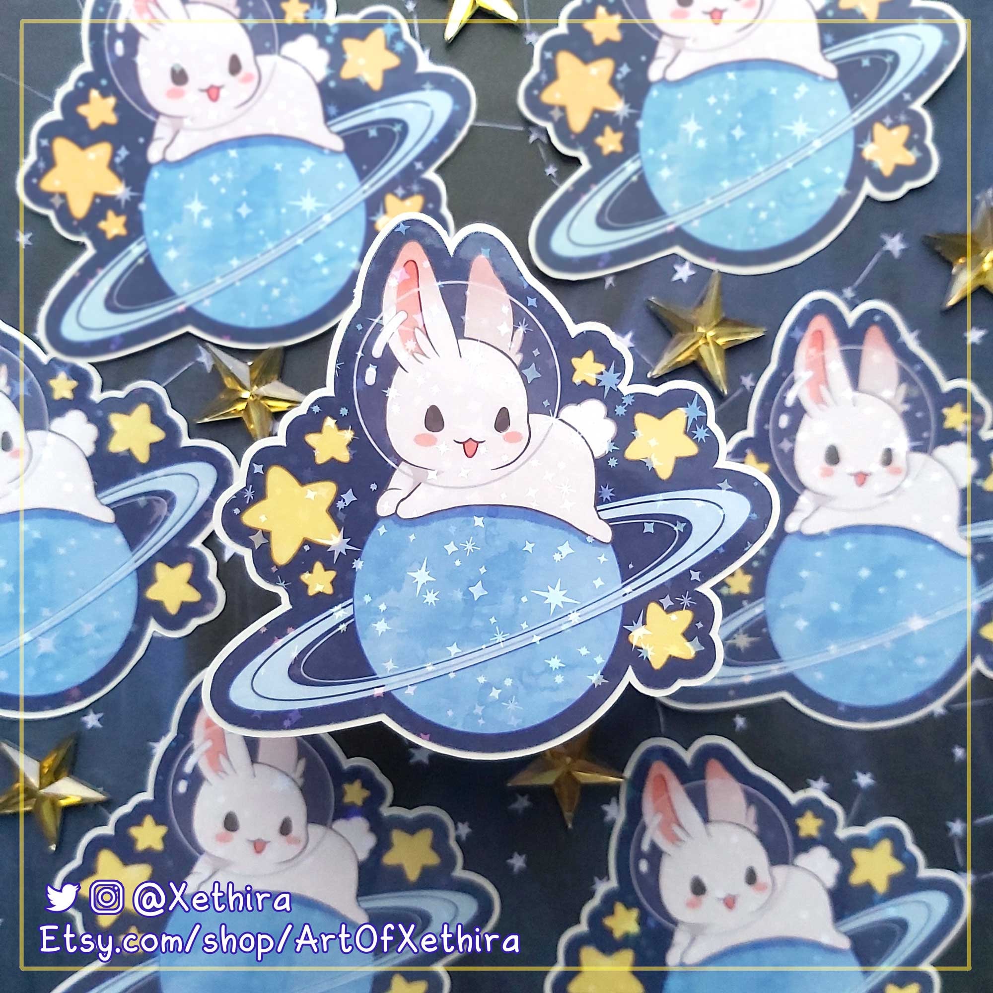 Galaxy Bunny Holographic Sticker Rainbow Holo Sparkly Rabbit - Etsy
