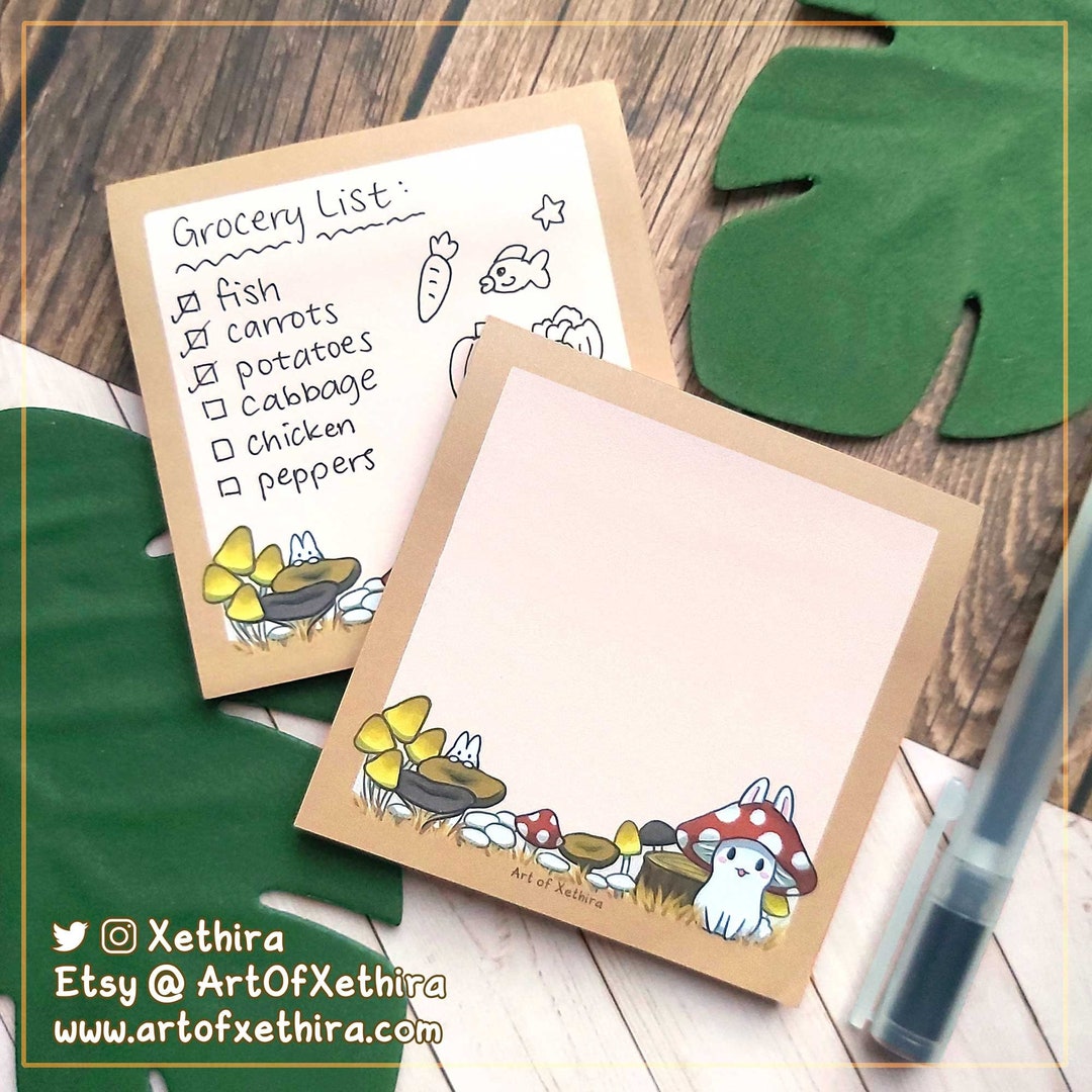Mushroom Bunny 3 Inch Post-it Notes Memo Pad Notepad Rabbit - Etsy