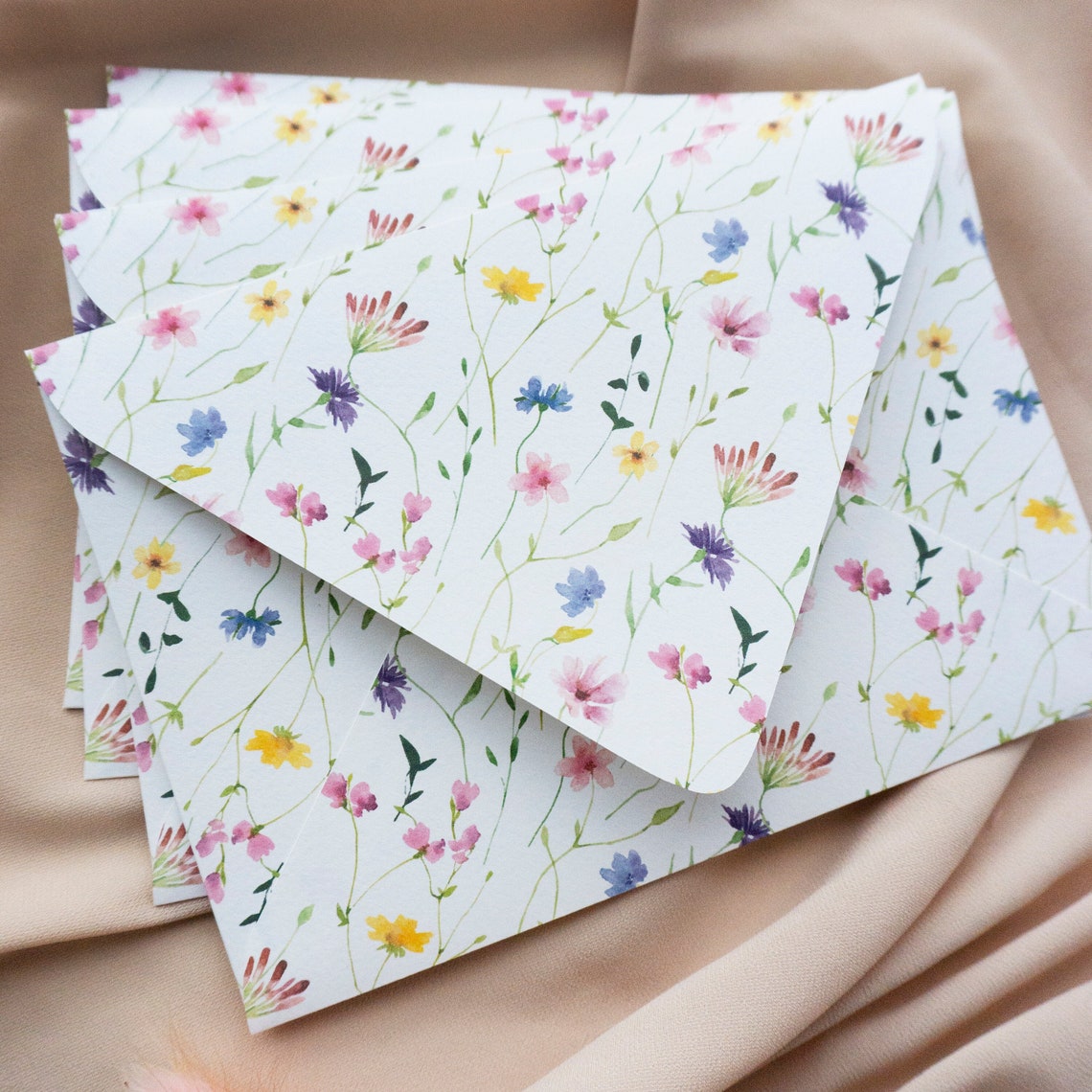 Premium Wild Flowers Pattern Envelopes, Euro Flap Handmade Envelope ...