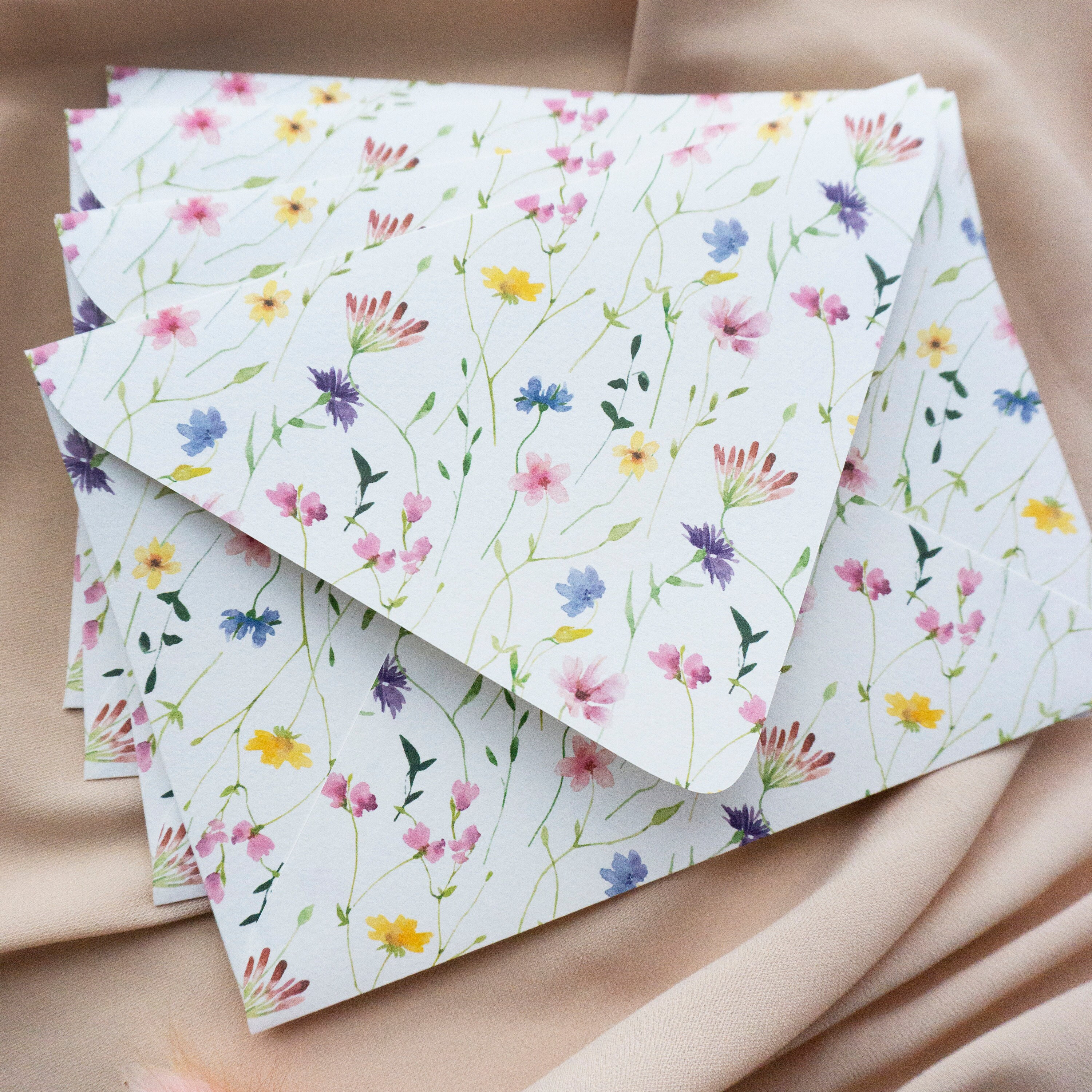 Premium Wild Flowers Pattern Envelopes, Euro Flap Handmade Envelope ...