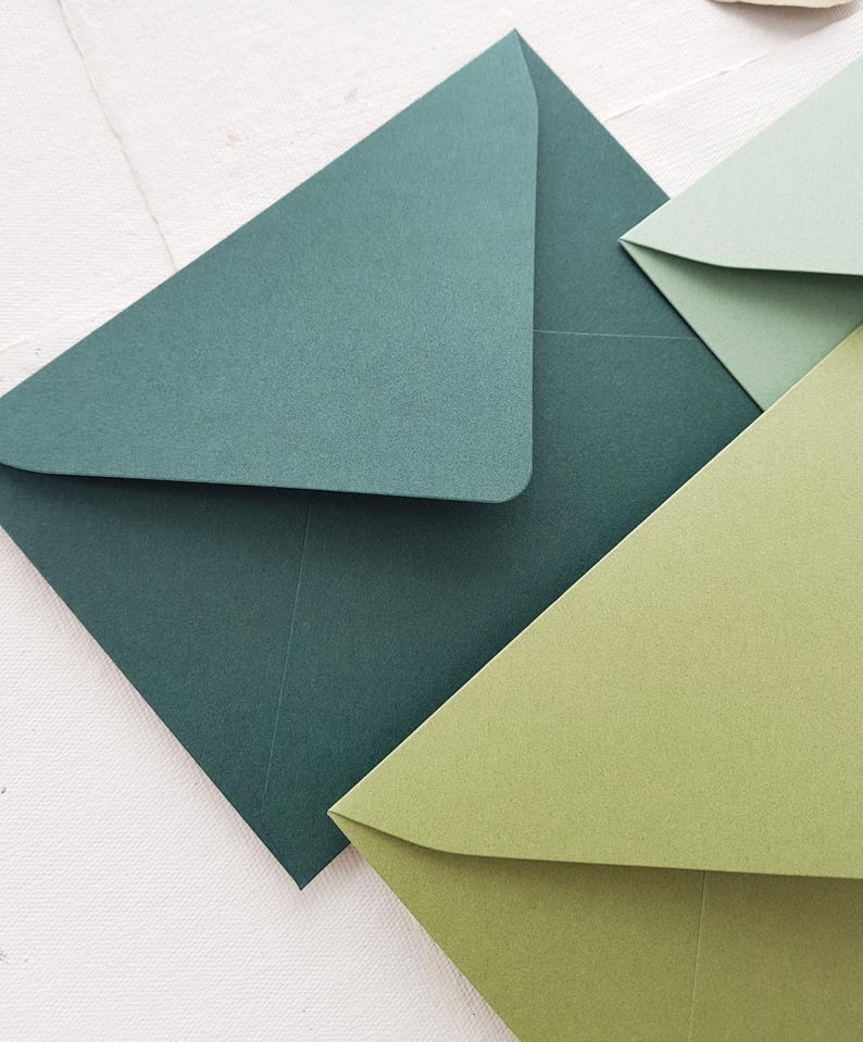 Handmade Green Euroflap Envelopes: 230gsm Heavyweight Cardstock, B6 ...
