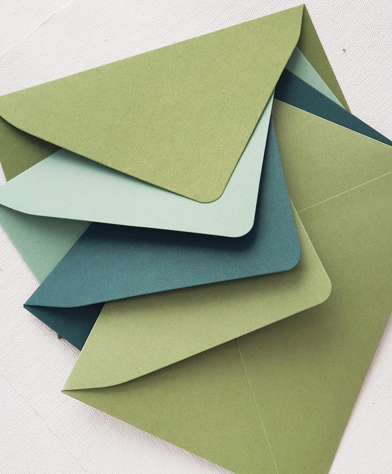 Handmade Green Euroflap Envelopes: 230gsm Heavyweight Cardstock, B6 ...