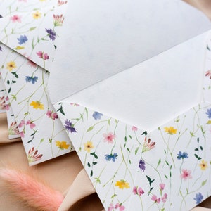 Premium Wild Flowers Pattern Envelopes, Euro Flap Handmade Envelope ...