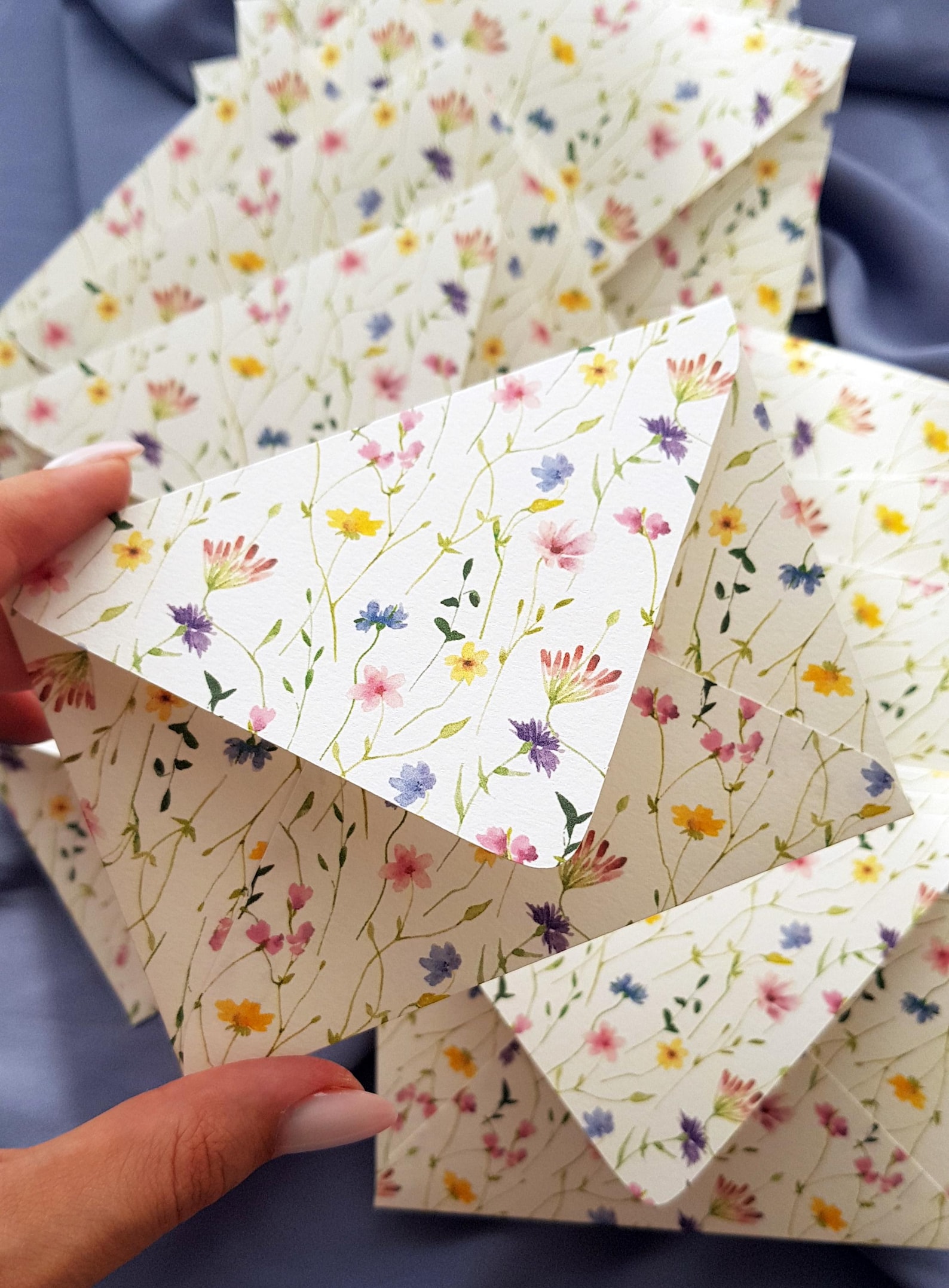 Premium Wild Flowers Pattern Envelopes, Euro Flap Handmade Envelope ...