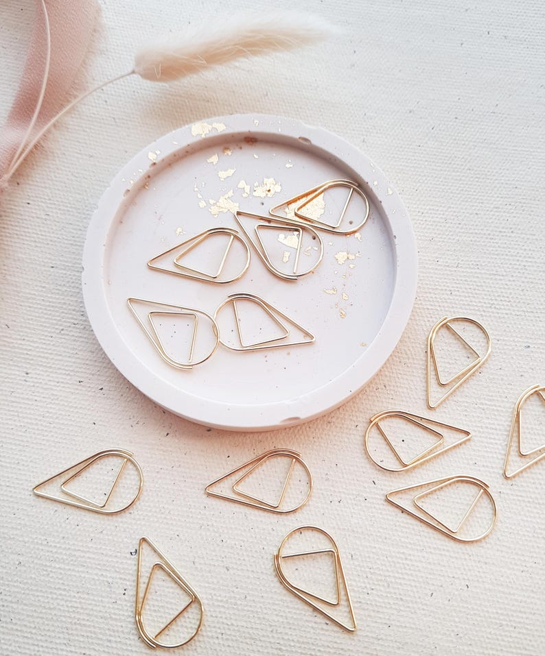 Set of 25 Teardrop Paperclips, Gold Water Drop Paper Clips for Wedding ...