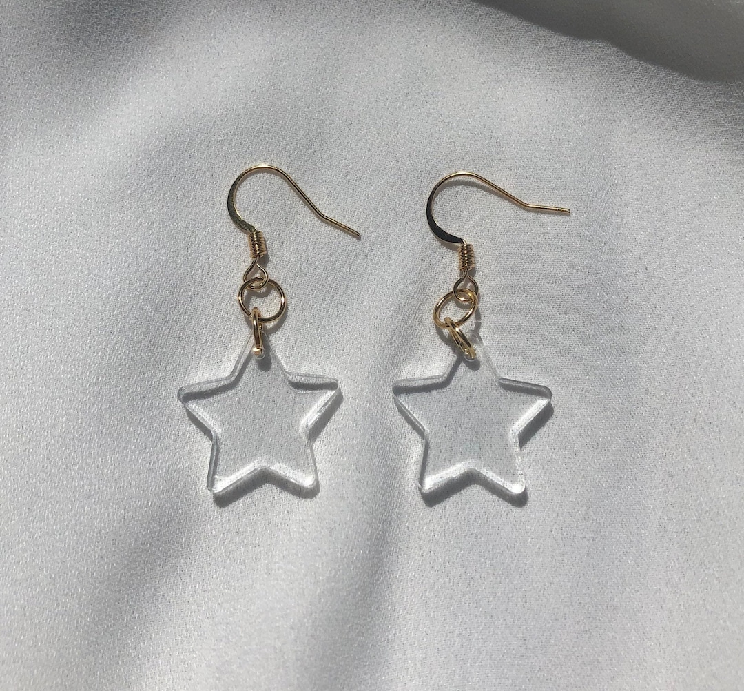 Star Acrylic Earrings, Clear Acrylic Earrings, Ear Wire Star Earrings ...