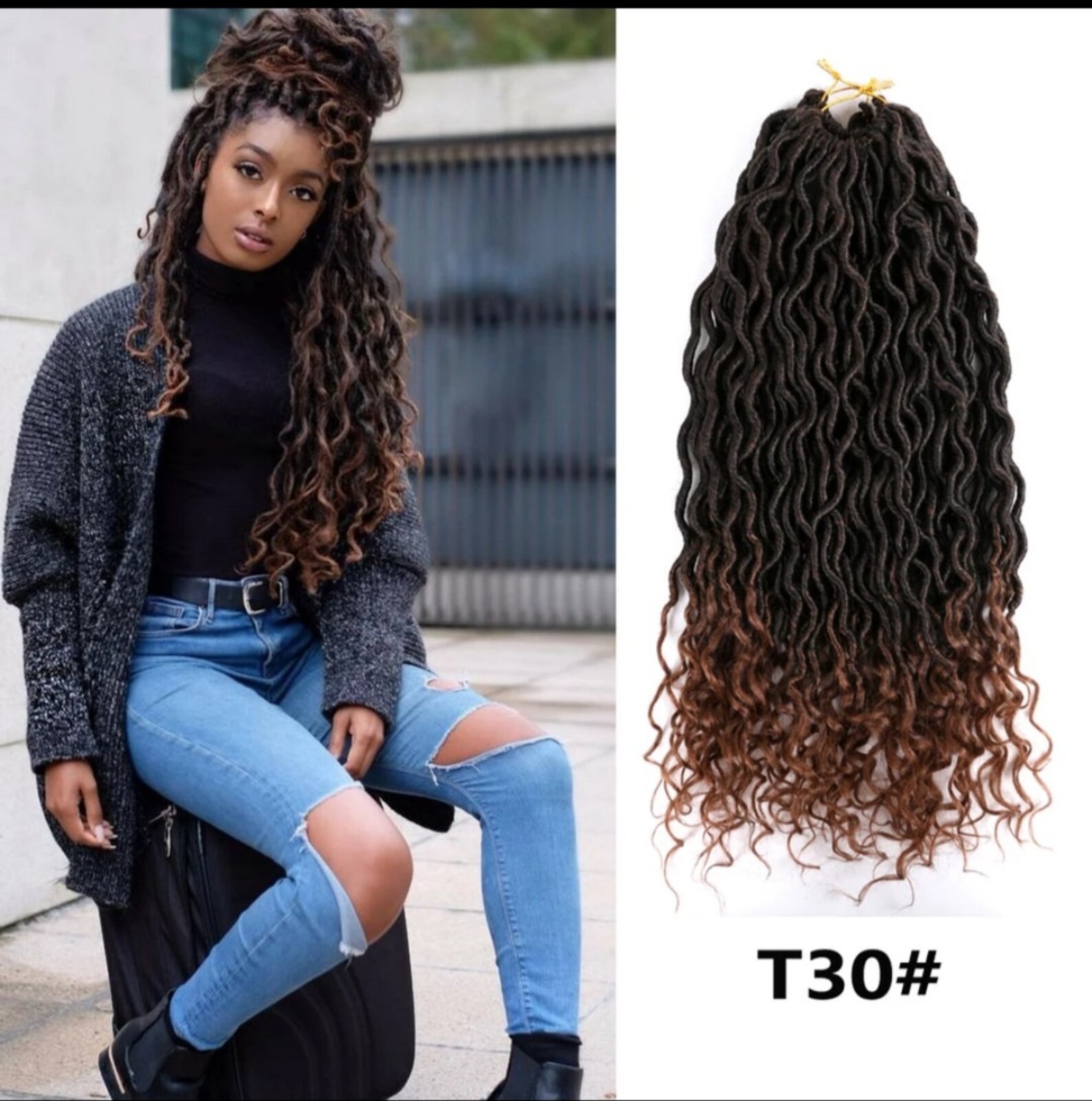 Bohemian Faux Locs Crochet Hair Extension 1824strands 70g Wave ...