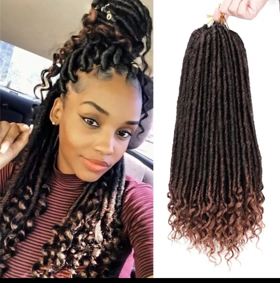 Goddess Faux Locs Crochet Hair Wavy Curly Braiding Hair Extension, 14 ...