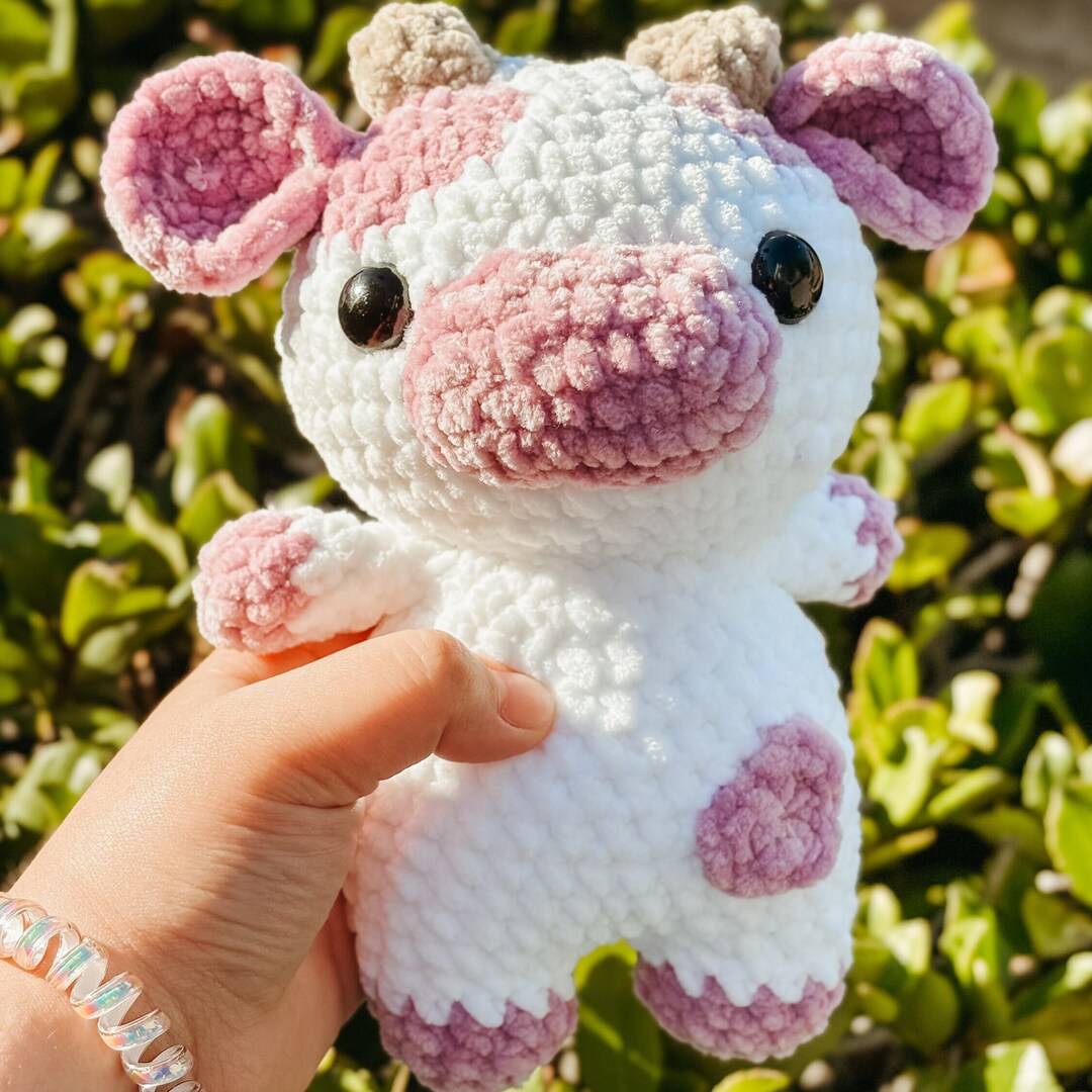 Strawberry Cow Plushie, Crochet Cow, Velvet Cow, Milk Cow Plush ...