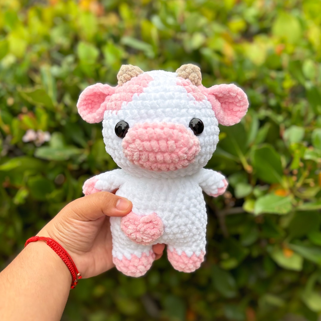 Strawberry Cow Plushie, Crochet Cow, Velvet Cow, Milk Cow Plush ...