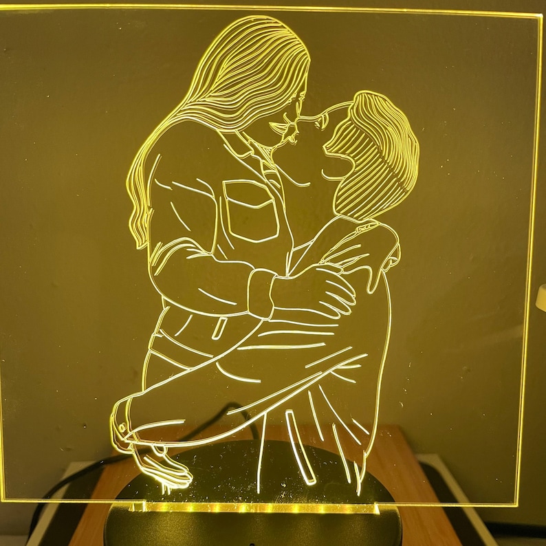 Custom LED Light Personalized 3D Photo Lamp Custom Line Art - Etsy
