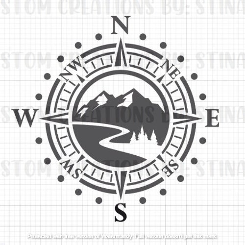 Compass Rv Decal With Mountains Adventure Awaits Camper - Etsy