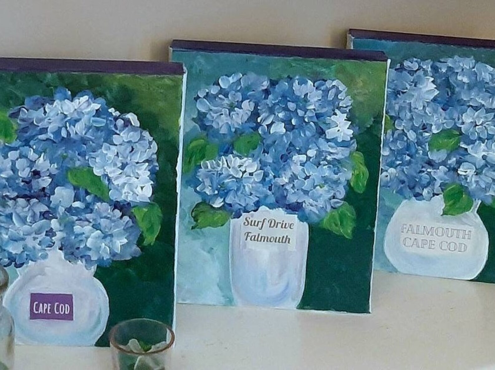 Hydrangeas of Cape Cod. Original Hand-painted Art Acrylic on Canvas by ...