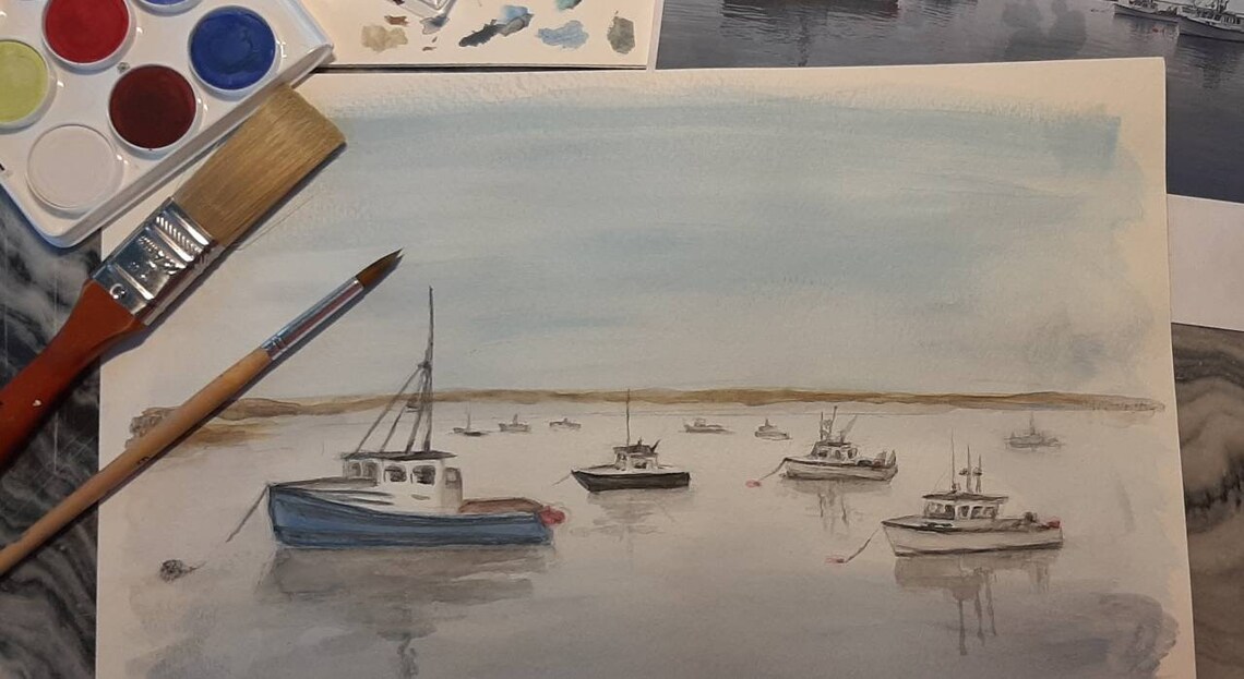 The Finest Hours Original Hand-painted Watercolor of Chatham Harbor ...