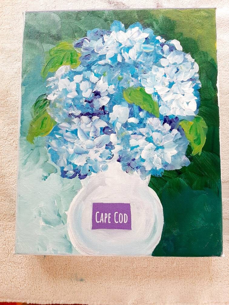 Hydrangeas of Cape Cod. Original Hand-painted Art Acrylic on Canvas by ...