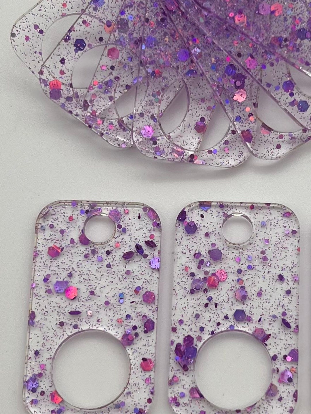 Rectangular Purple Confetti Hex Dots Acrylic Thread Drops. A Crossed in ...
