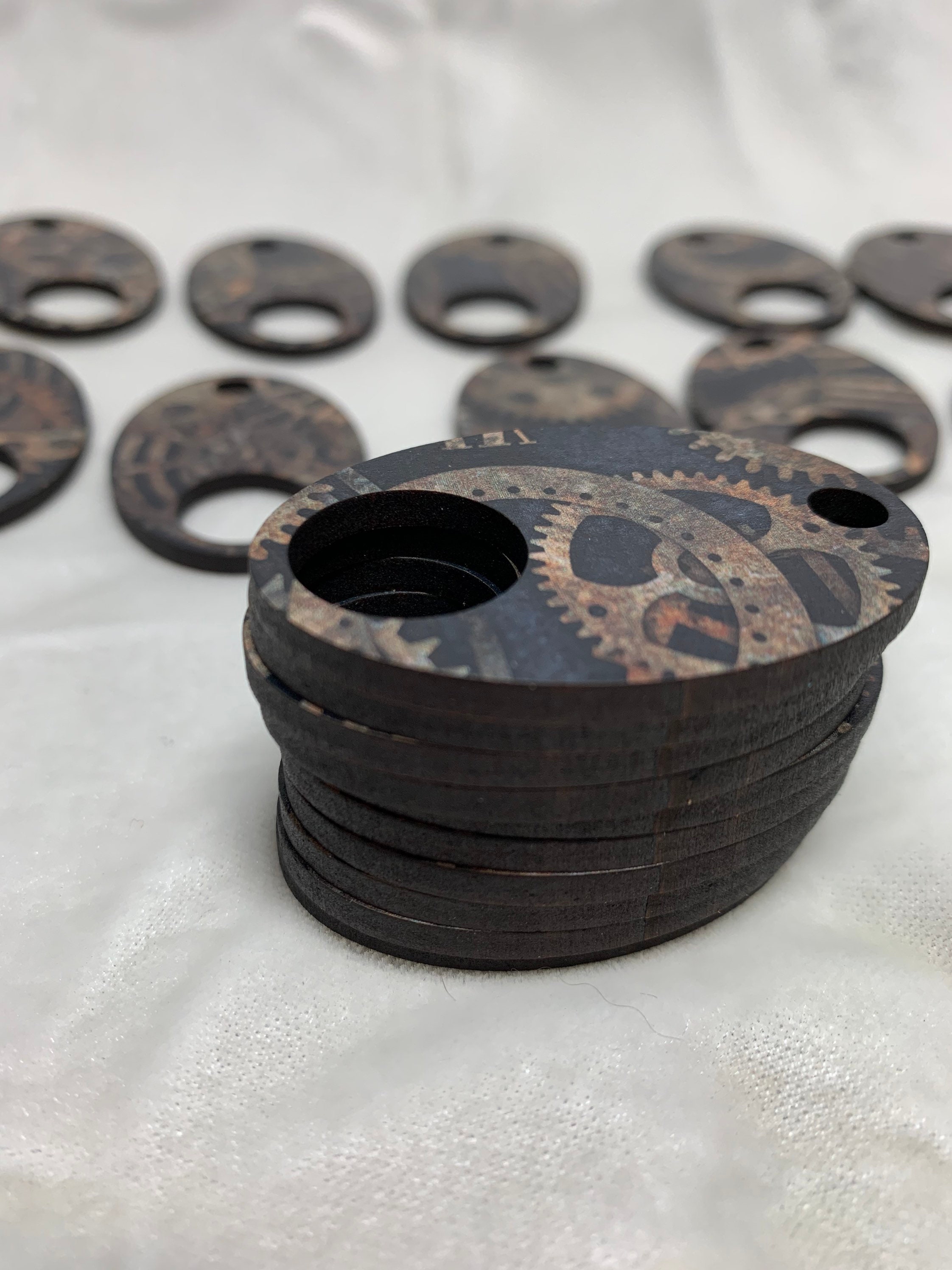 Steam Punk Gear Inspired Oval MDF Thread Drops - Etsy