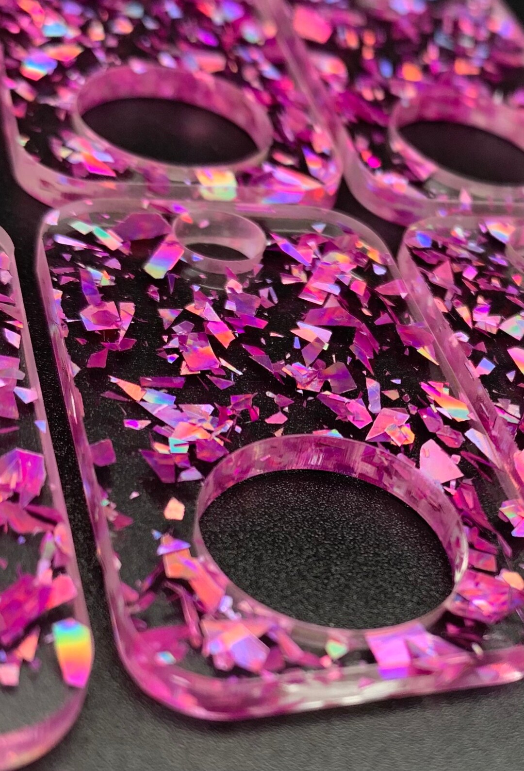 Limited Edition Rectangular Chunky Pink Glitter Acrylic Thread Drops. A ...