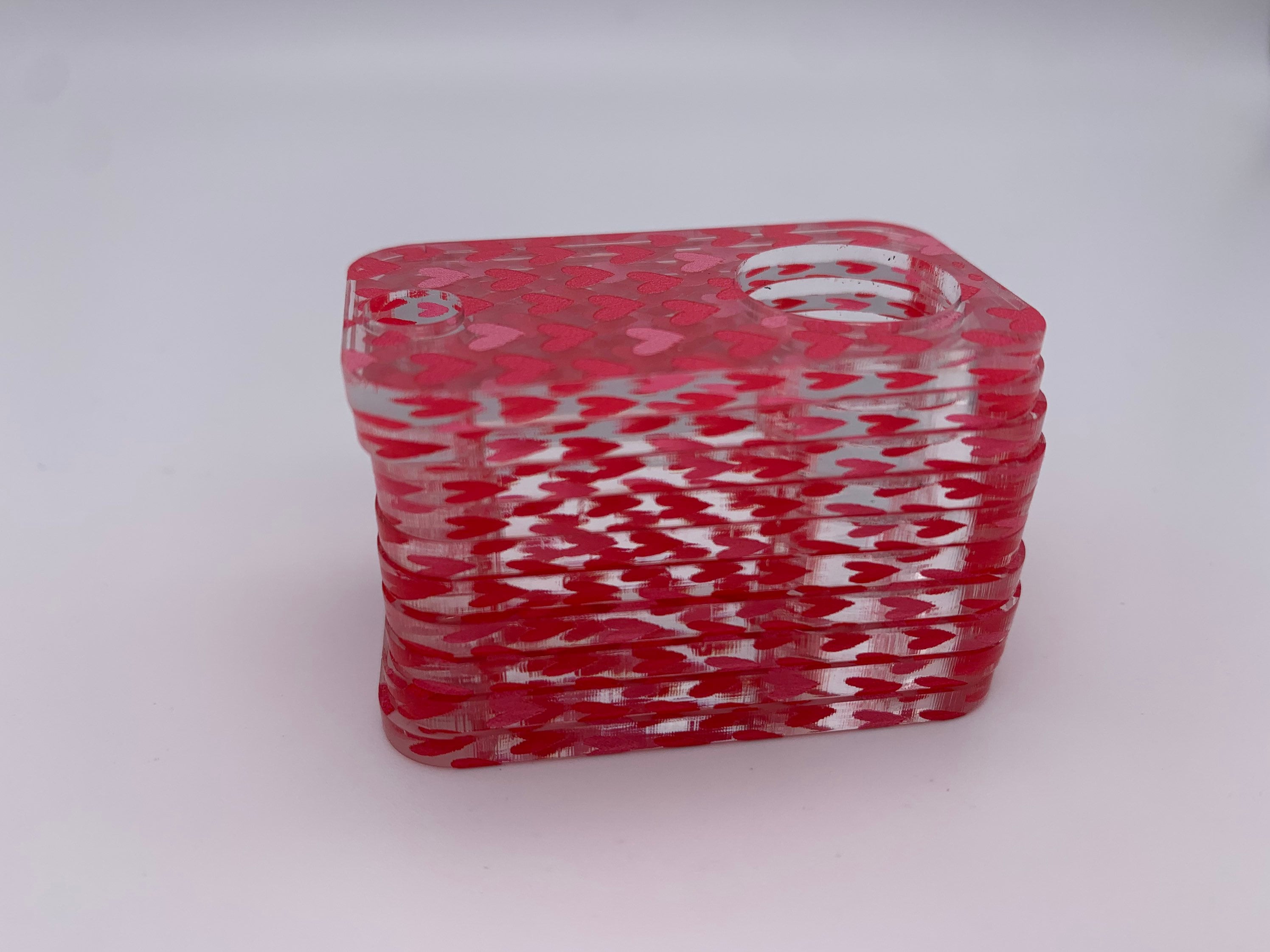 Limited Edition Rectangular Valentine Heart on Clear Acrylic Thread ...