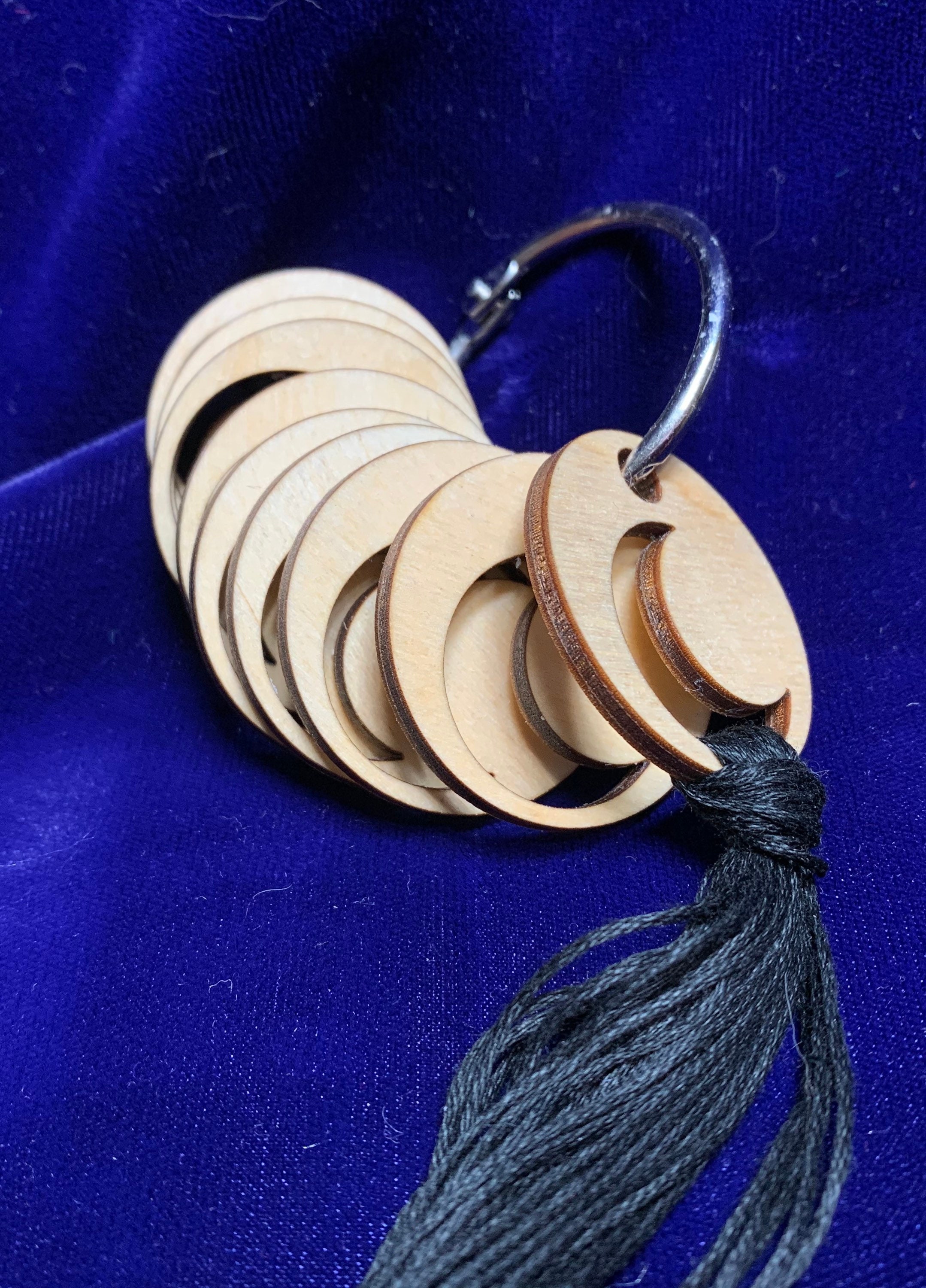 Real Wood Round Thread Drop With Crescent Moon. - Etsy