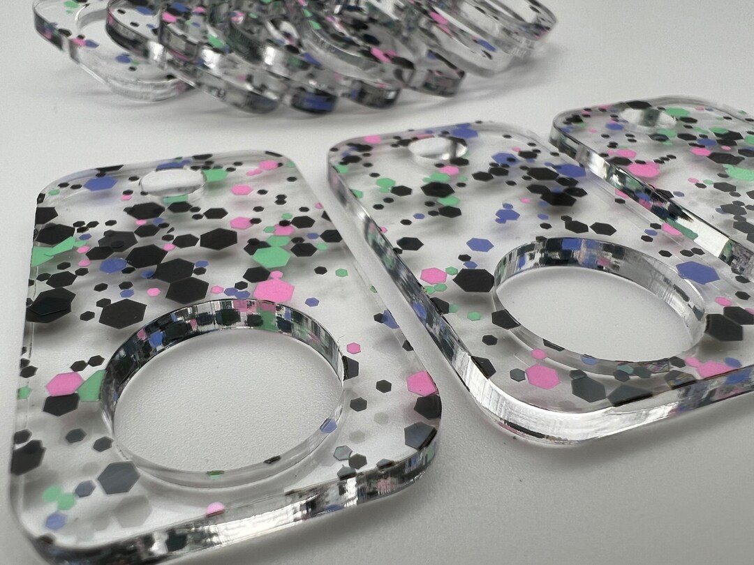 Rectangular Goth Pastel Hex Dots Acrylic Thread Drops. A Crossed in ...