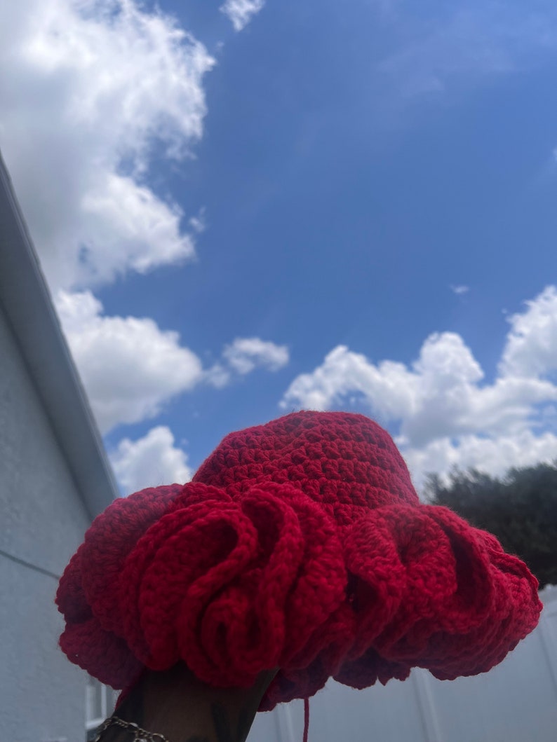 Kids Crochet Ruffle Bucket Hat, Ruffle Crocheted Bucket Hat - Etsy