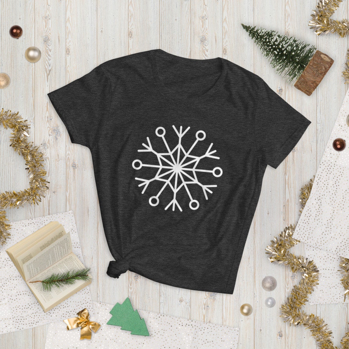 Snowflake Tshirt, Women's Short Sleeve T-shirt, Snow Tshirt - Etsy UK