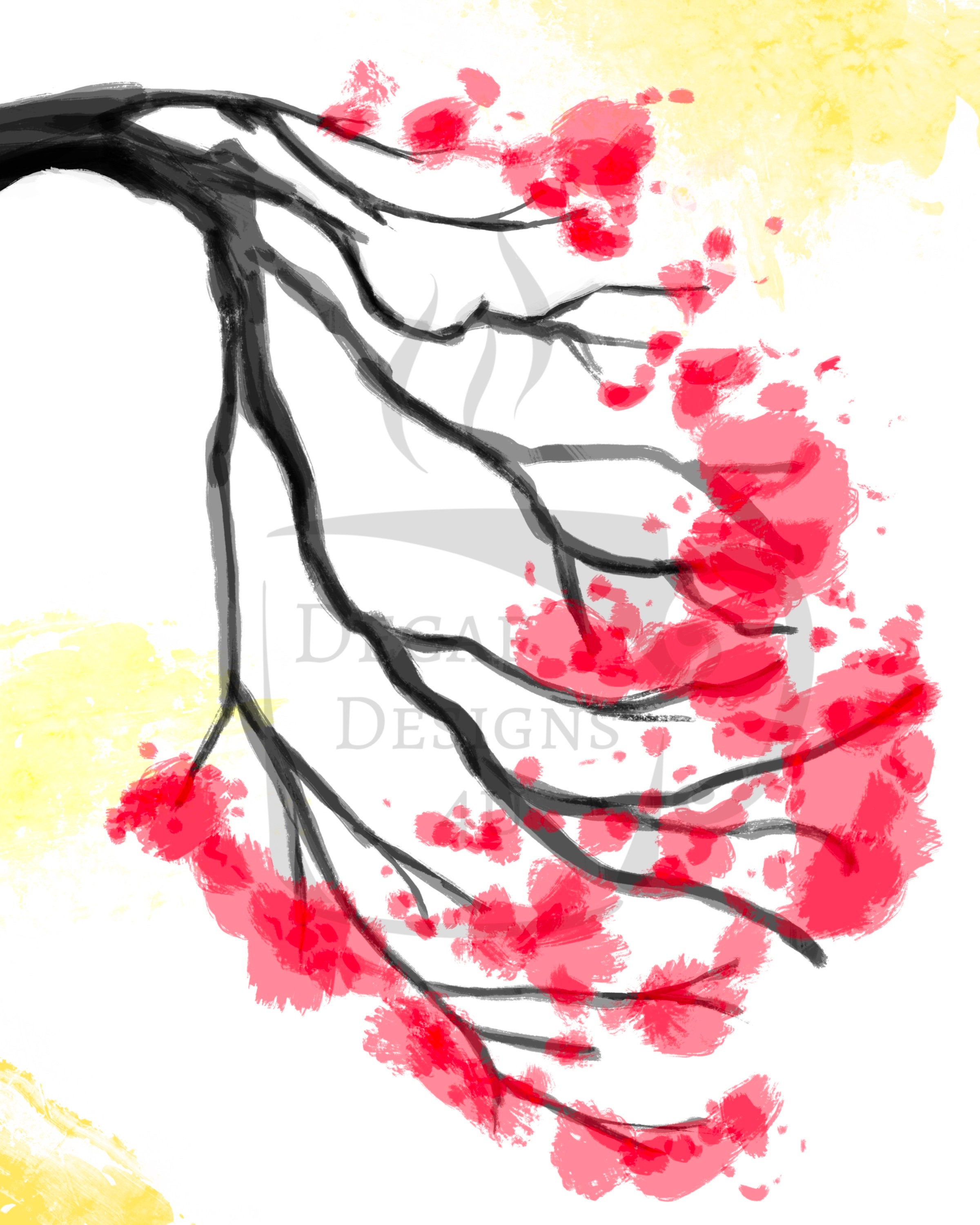 Cherry Tree Art Digital Download Tree Art Nature Art JPG | Etsy