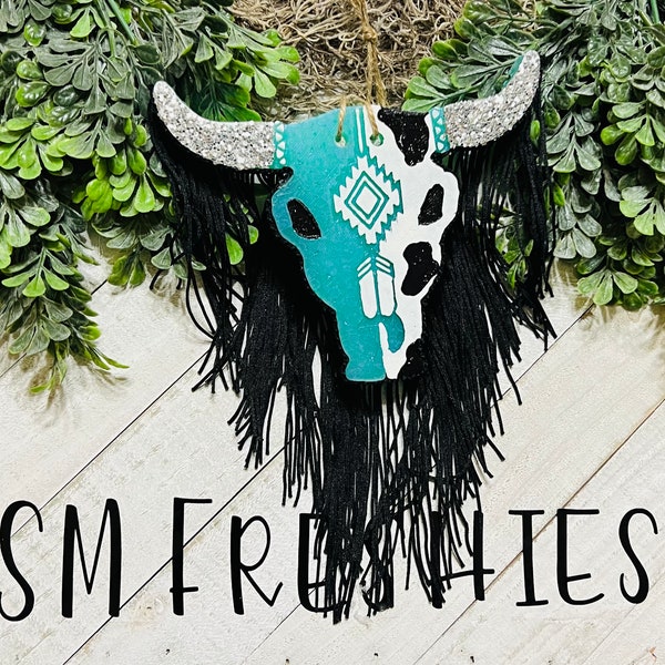 Cow Print Aztec Skull Freshie - Etsy