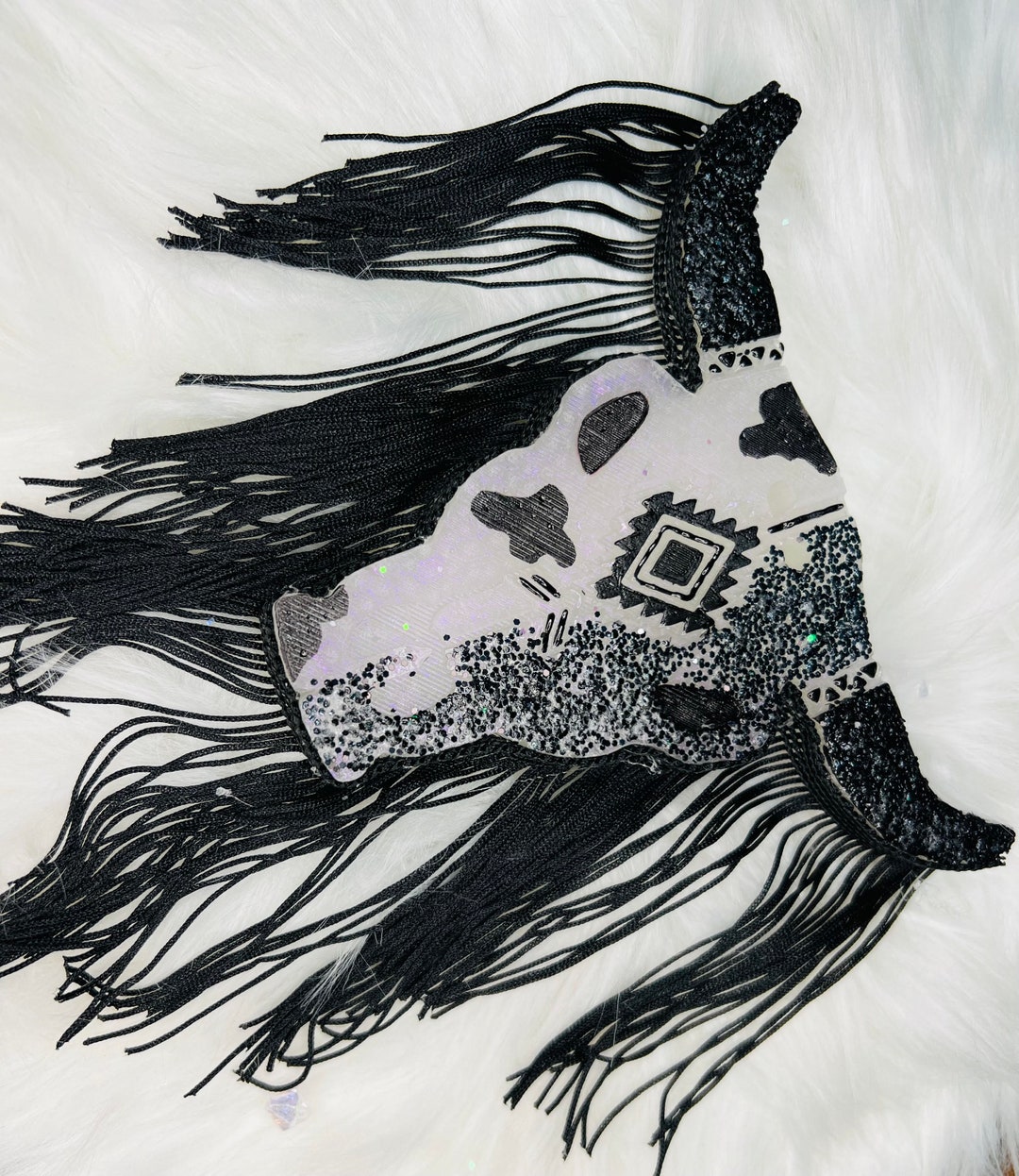 Aztec Bull With Cow Print, Glitter, and Fringe - Etsy