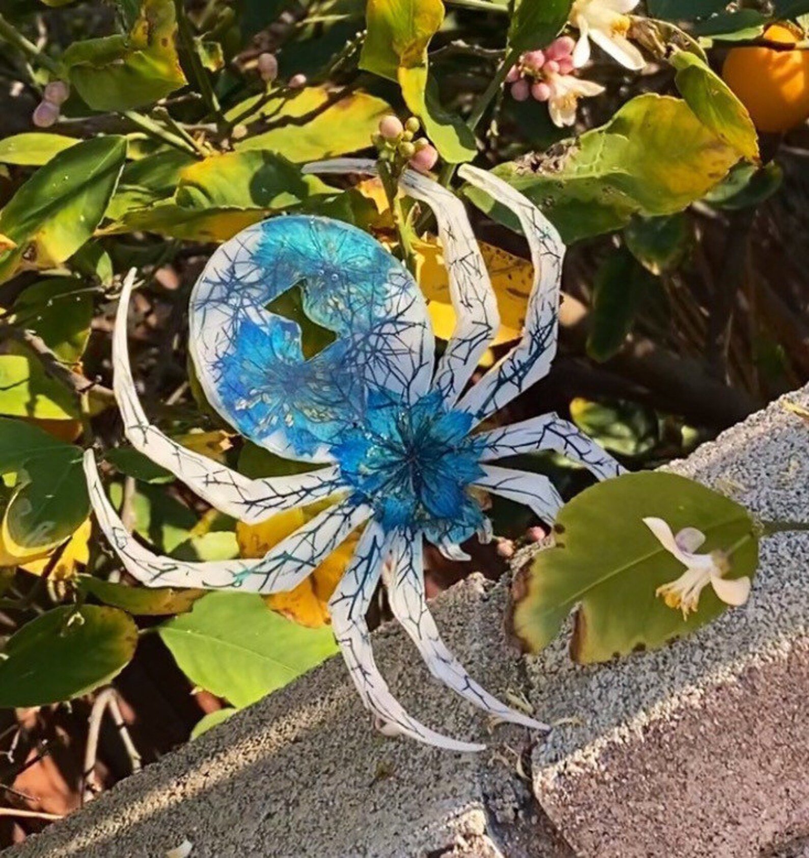 Floral Resin Spider Wall Hanging With Pressed Flowers Handmade | Etsy