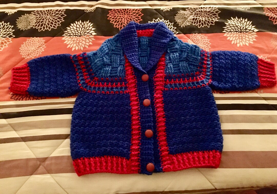 Children's Red and Blue Sweater - Etsy