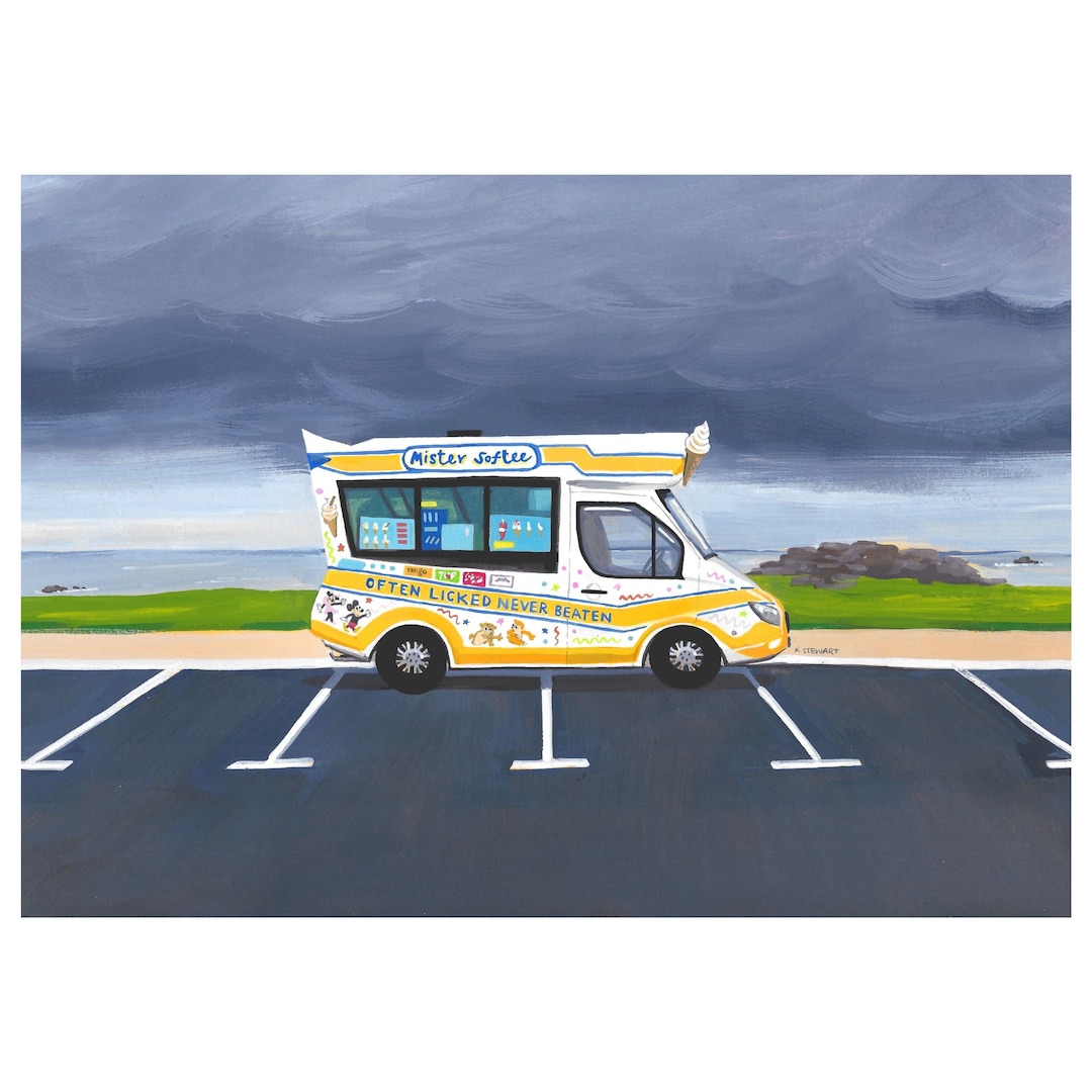 Ice-cream Van Illustration A4 Original Art Print of Ice Cream Truck ...