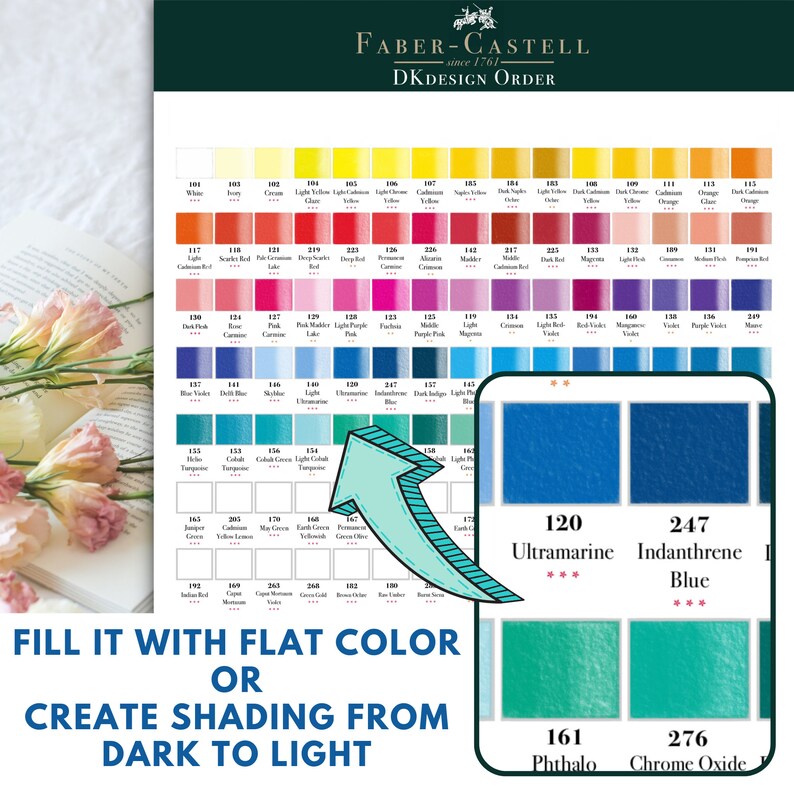Faber-castell Polychromos 120 Color Chart | Template | Instant Download ...