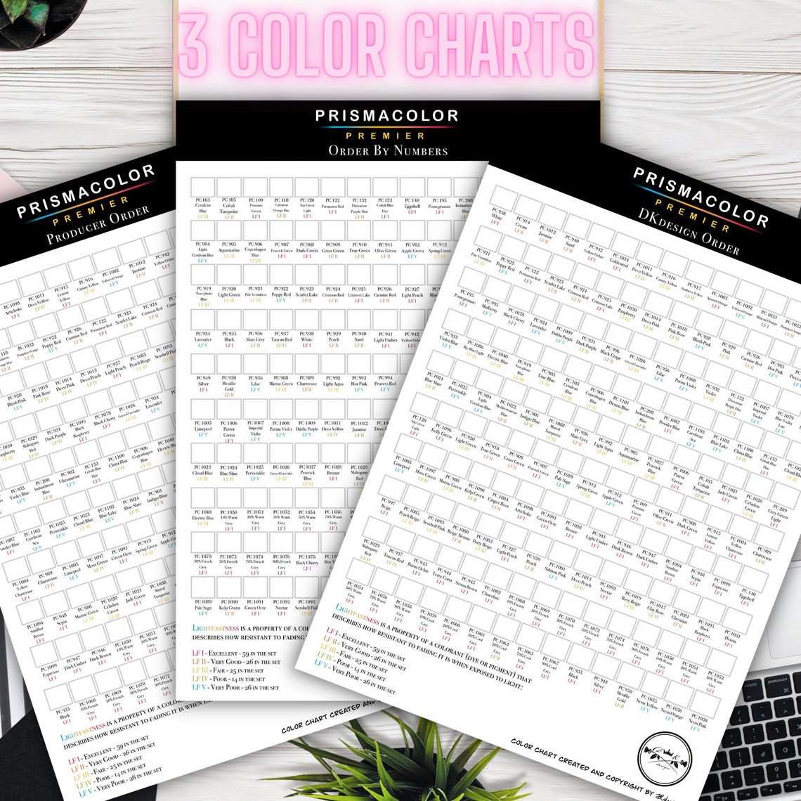 Prismacolor Premier 150 Color Chart Template Instant - Etsy
