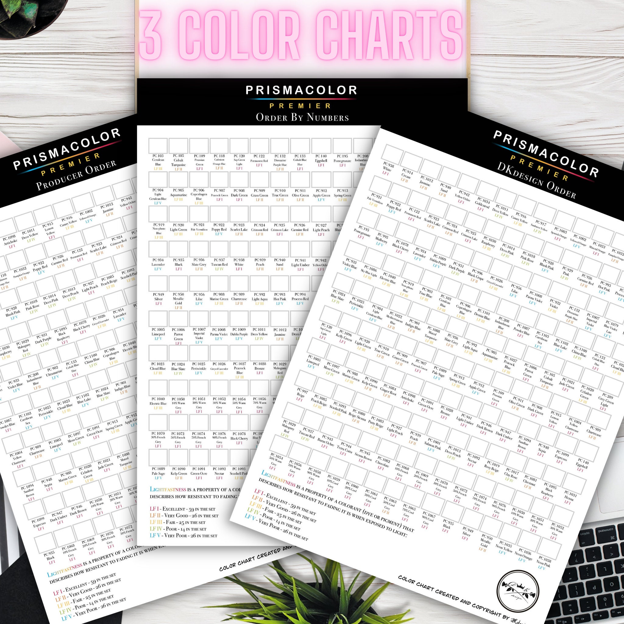 Prismacolor Premier 150 Color Chart | Template | Instant Download ...