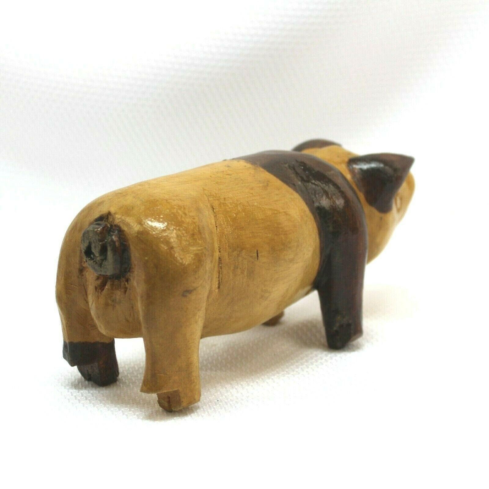 Primitive Hand Carved Folk Art Pig wood no artist's | Etsy