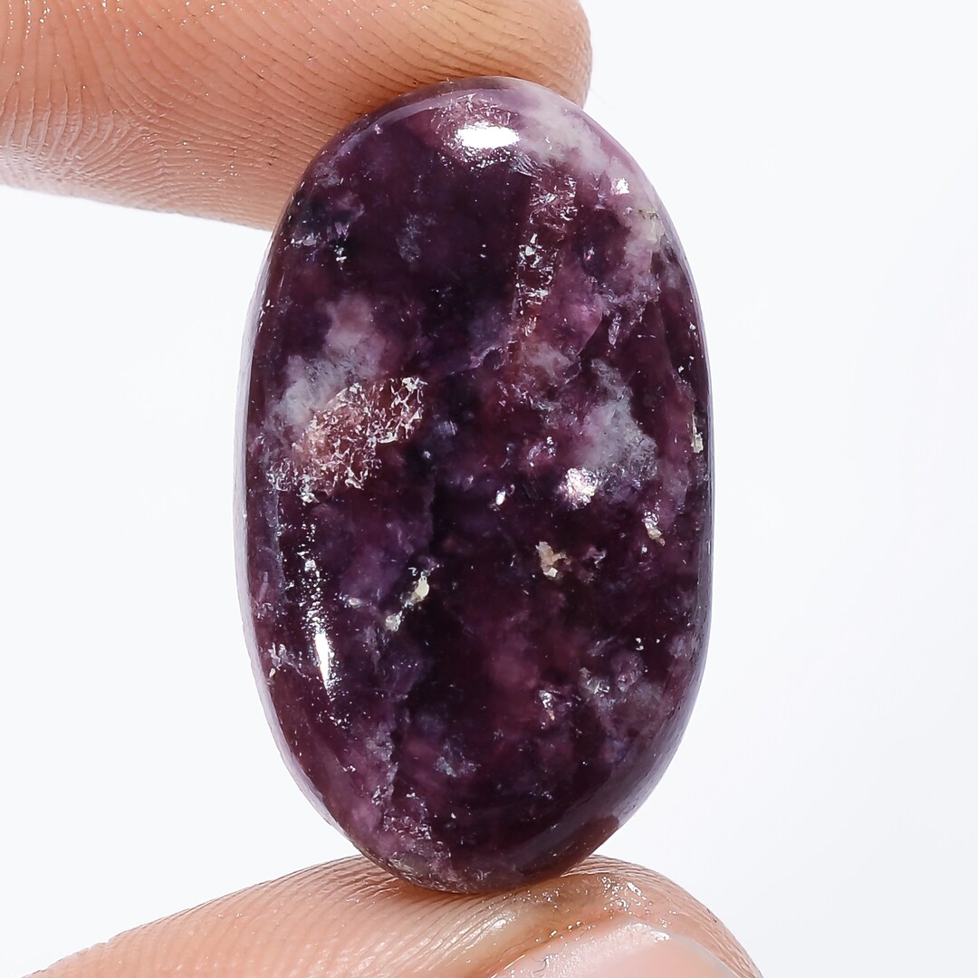 Natural Purple Lepidolite Oval Shape Cabochon Loose Gemstone for Making ...