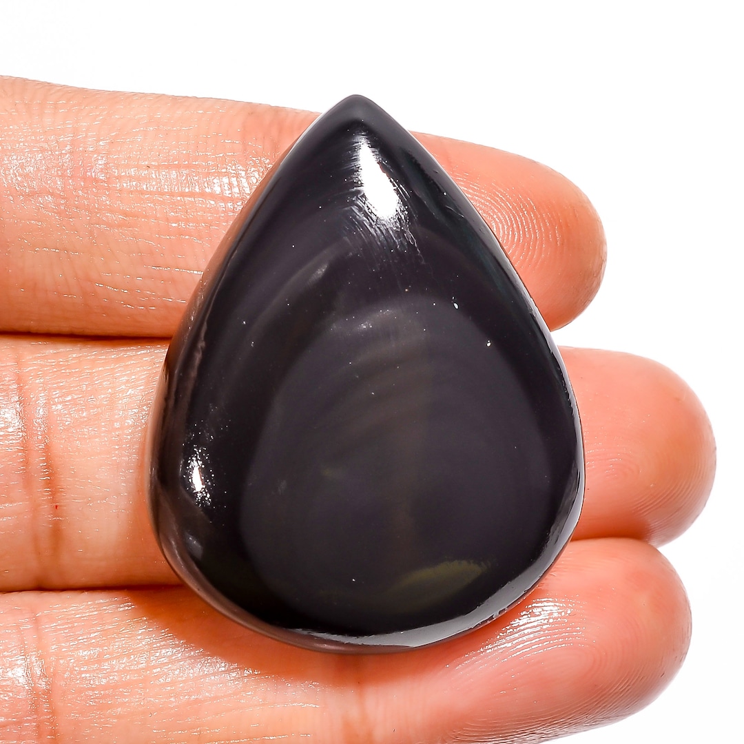 Natural Rainbow Eye Obsidian Pear Shape Cabochon Loose Gemstone for ...