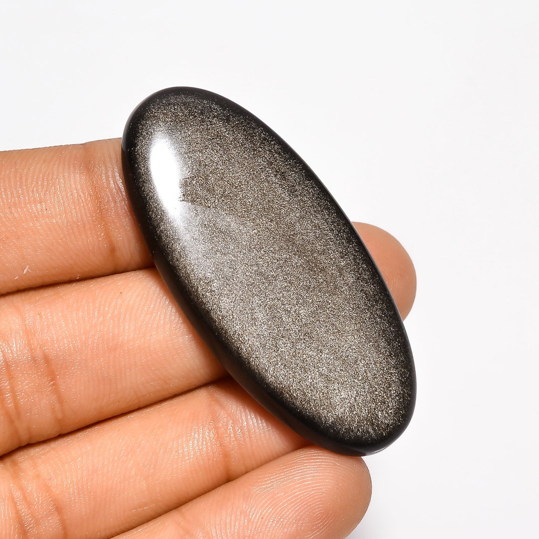 Natural Silver Sheen Obsidian Oval Shape Cabochon Loose Gemstone for ...