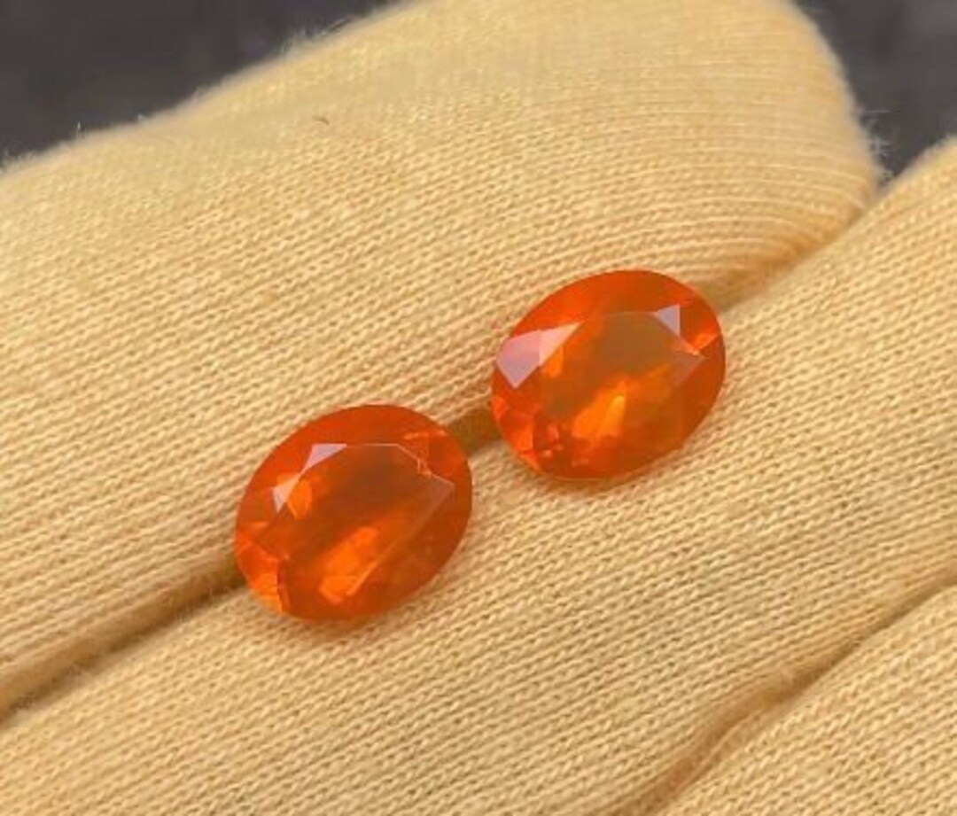 Natural Australian Fire Opal, Oval Shape Faceted Cut Stone Lot. 3.45 Ct ...
