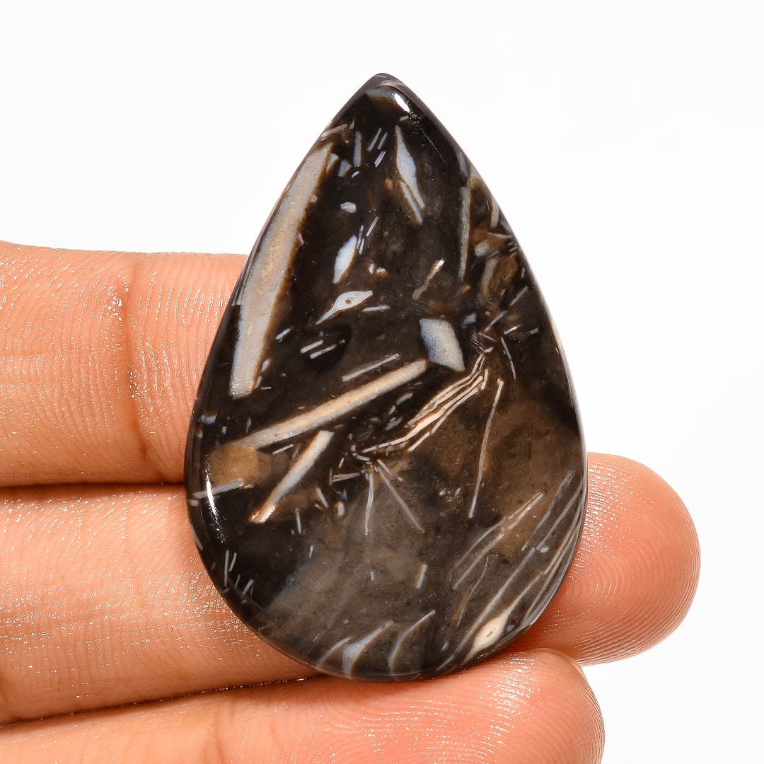 Natural Feather Agate Pear Shape Cabochon Loose Gemstone for Making ...