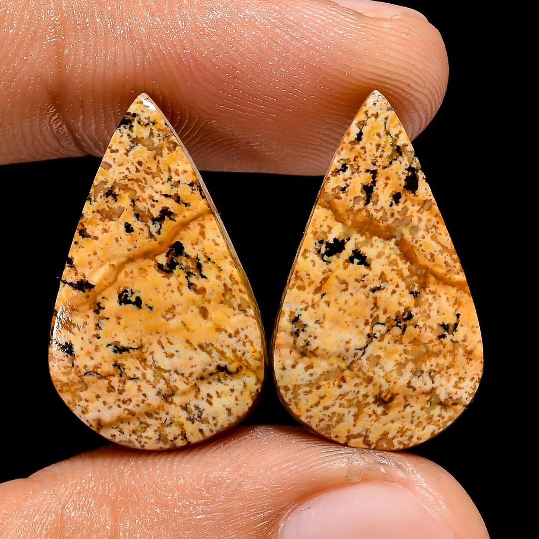 Natural Picture Jasper Pear Shape Cabochon Loose Gemstone Pair - Etsy