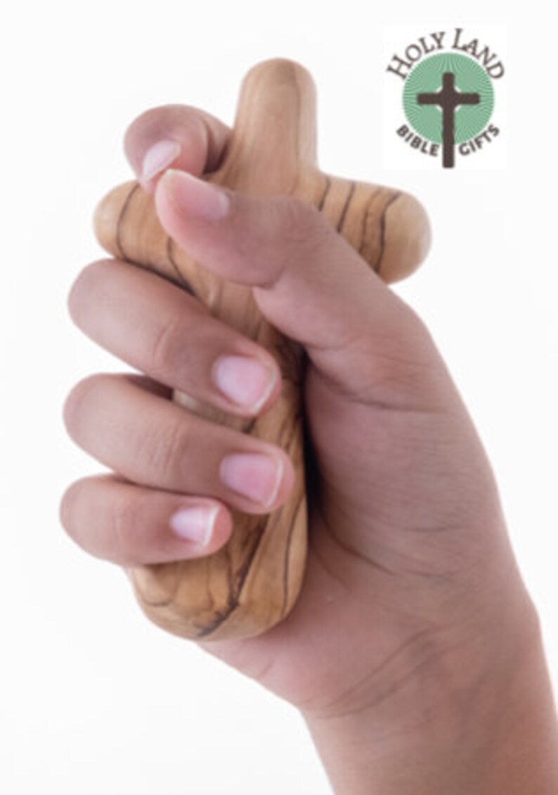 Olive Wood Cross Religious Gift Handheld Cross Baptism Gift Prayer ...