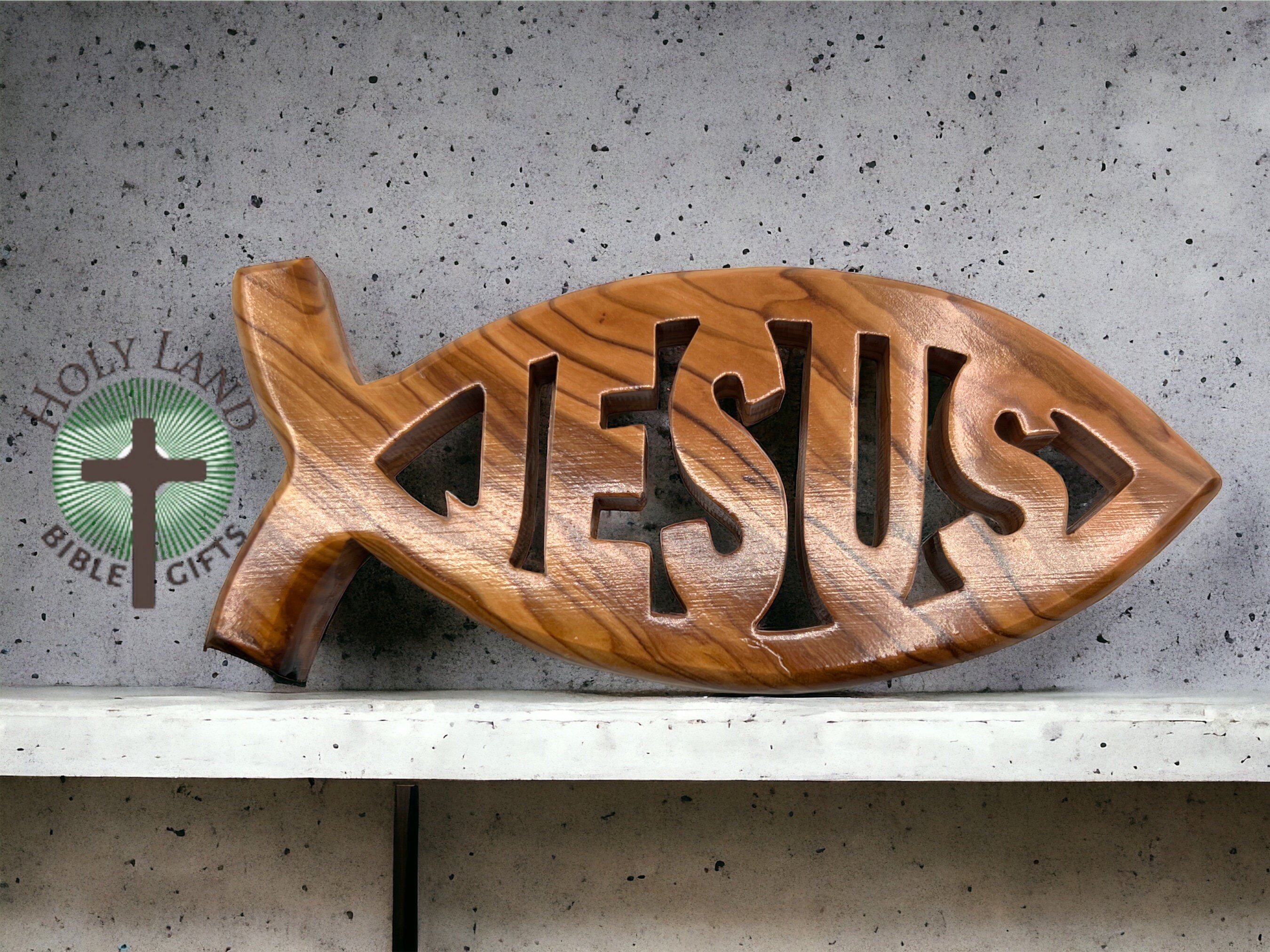 Christian Fish Carved With Jesus Name Christian Wall Art Ichthys Fish ...