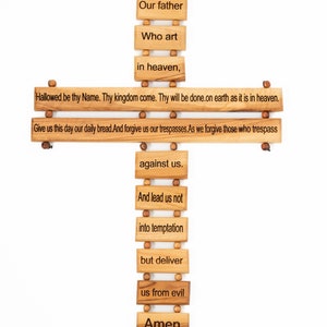 Our Father Wall Cross Hand Made From Olive Wood Jerusalem Holy Land ...