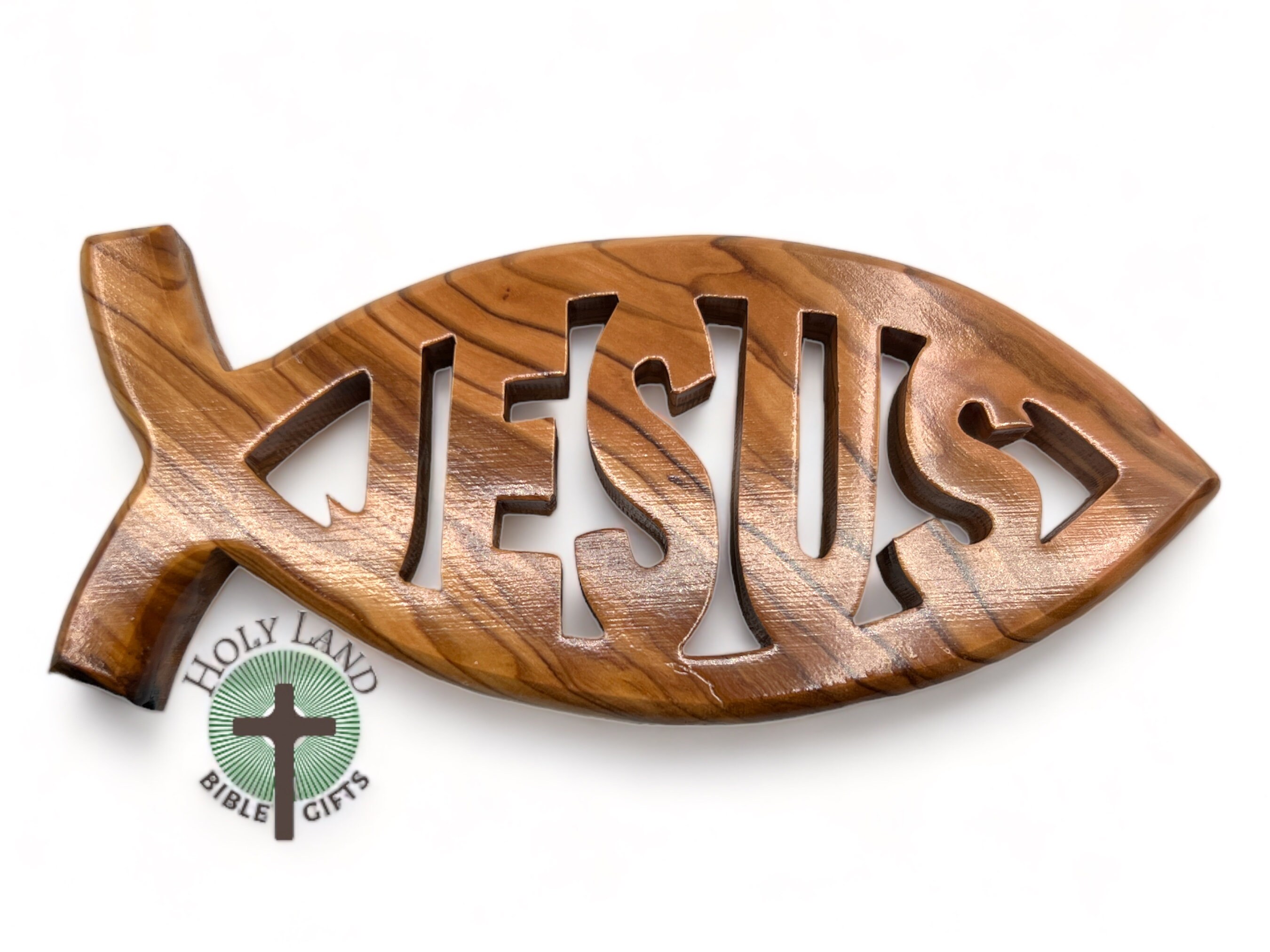 Christian Fish Carved With Jesus Name Christian Wall Art Ichthys Fish ...